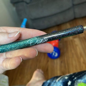 Personalized Epoxy Glitter Black Ink Pen: Refuillable - Etsy