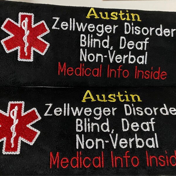 Special Needs Child Medical Tag, Special Needs Medical Alert, Seat Belt ...