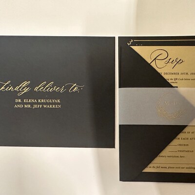 Black Dome Shape Acrylic Wedding Invitations Arch Invite Modern Classic ...