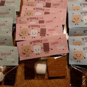 Valentine Treat Bag Toppers PRINTABLE Smores Valentine Cards for Kids ...