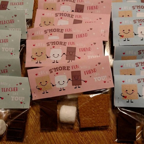 Valentine Treat Bag Toppers PRINTABLE Smores Valentine Cards for Kids ...