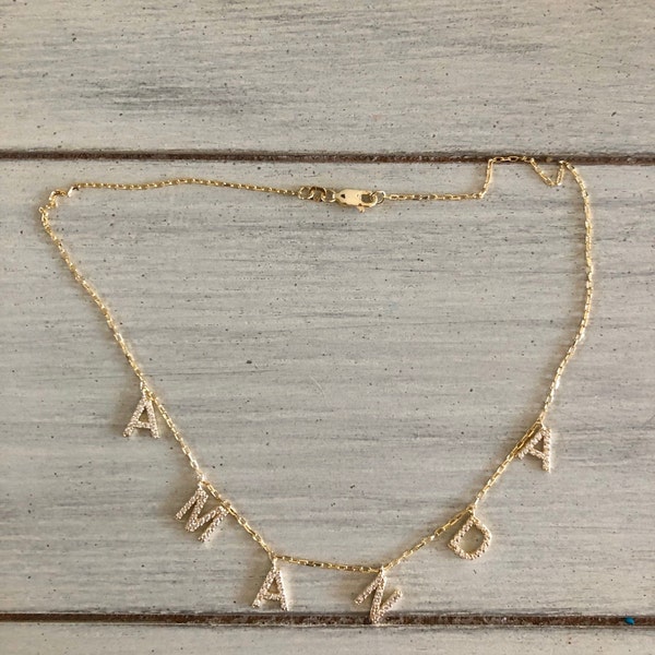 Gold Initial Necklace , Initial Name Necklace , Personalized Jewelry ...