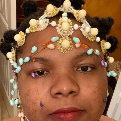 Flower Forehead Circle Headpiece Floral Hair Jewelry Wearable - Etsy