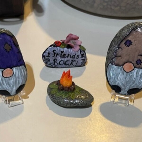 Scroll Doodle Painted Rock Desk Decor Gift Basket Collections Garden ...