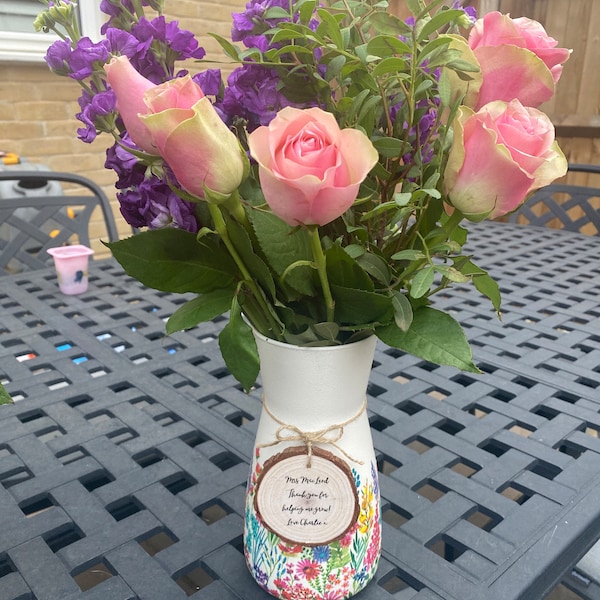 Personalised Mothers Day Vase, Mother’s Day Gift, Floral Vase ...