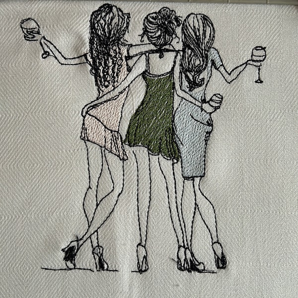 Girls Embroidery Design, Best Friends Girlfriends and Party Motif ...