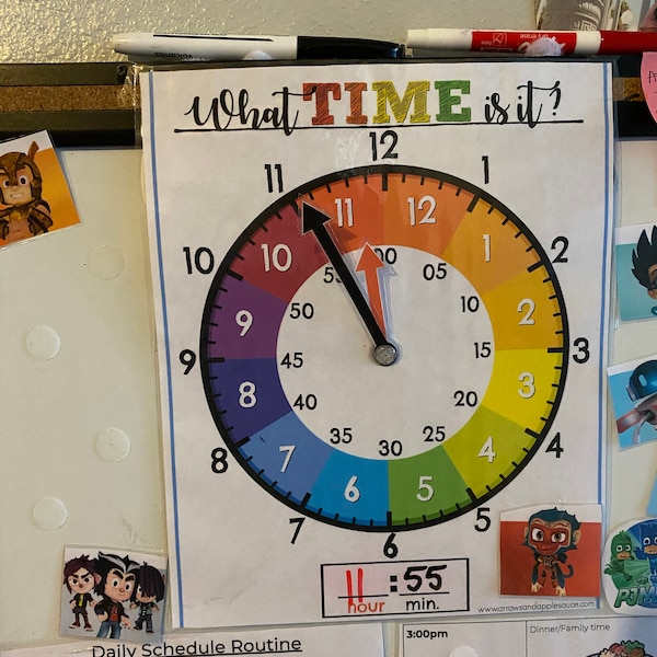 Kids Clock, Learn to Tell Time, Printable Learning Game, Homeschool ...