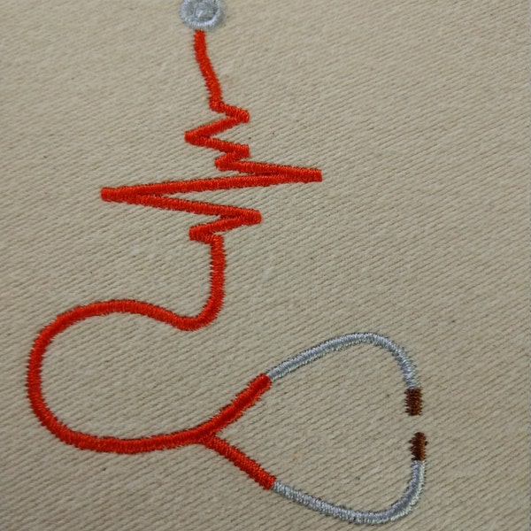 Stethoscope Heartbeat Embroidery Design - Medical EKG Pulse Machine ...