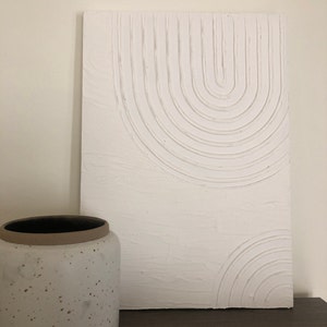 Set of 3 Boho Plaster Wall Art, Textured Wall Art, Textured Art Canvas ...