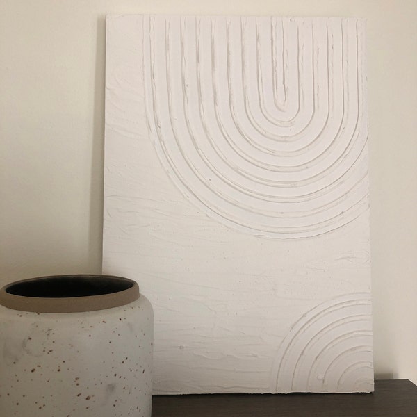 Set of 3 Boho Plaster Wall Art, Textured Wall Art, Textured Art Canvas ...