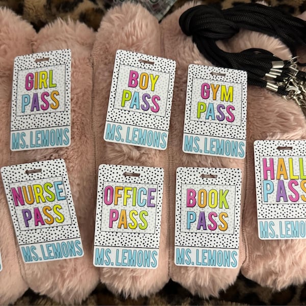 Varsity Theme Classroom Hall Passes for Teachers, Personalized, Hall ...