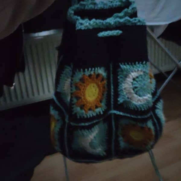 Sun and Moon Drawstring Backpack Crochet PDF PATTERN - Intermediate ...