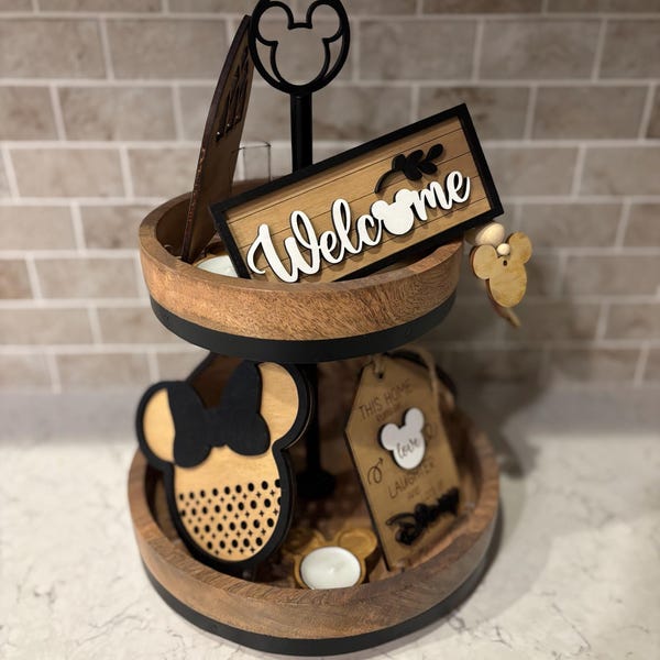 Mickey Mouse Christmas Tiered Tray Decor | Christmas Decor | Winter ...