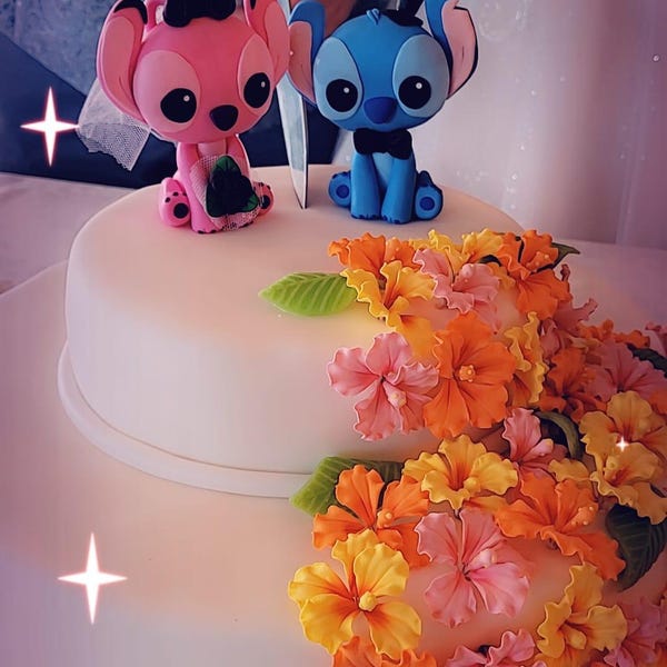 Cake Topper Stitch Angel - Stitch Figure - Wedding Cake Decoration ...
