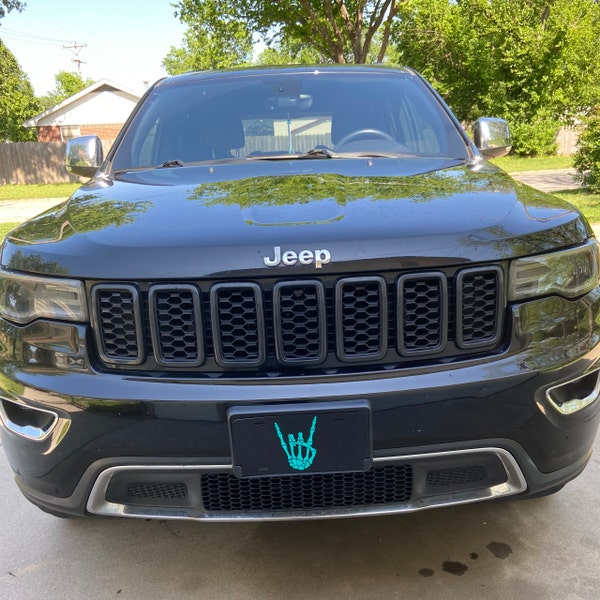 Rock on Skeleton Hand Front License Plate | Vanity Plate | Car Tag ...