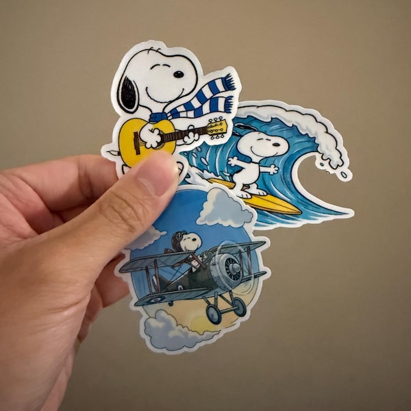 Snooop Surfing Sticker | Peanuts Ocean Wave Decal | Beach Vibe Art ...