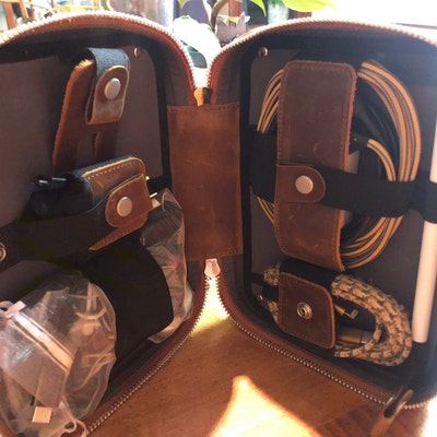 Cable Organizer Travel, Leather Cable and Charger Organizer Bag ...