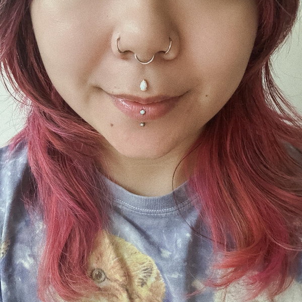 Titanium Opal Vertical Labret, Rook Earring, VCH Piercing, Implant ...