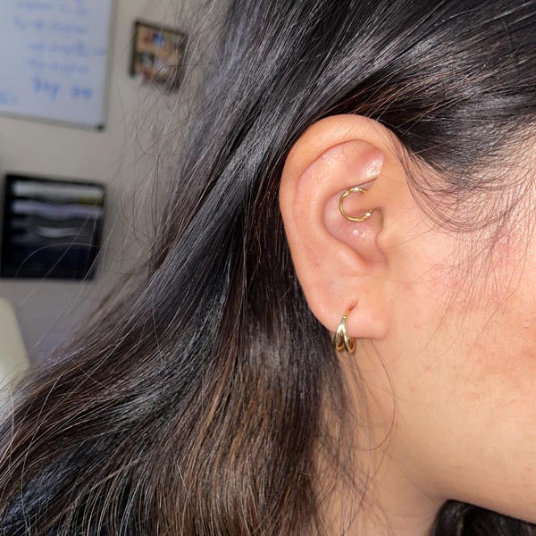 Gold Daith Jewelry Earring, Simple Titanium Minimalist Daith Jewelry ...