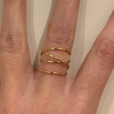 SOLID 14K GOLD Large Wrap Ring, 14k Gold Wraparound Ring, Wrapped Gold ...