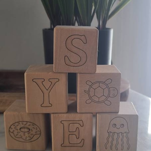 Color Your Own ABC Blocks: Baby Shower Activity, Laser Engraved Maple ...