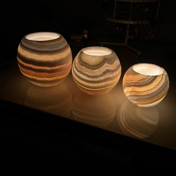 Maison Zoe Alabaster Candle Holder Set of 2 Tea Light Holder Made of ...