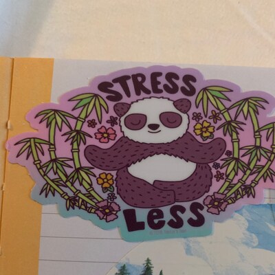 Stress Less Panda Vinyl Sticker, Meditation Sticker, Cute Animal Yoga ...