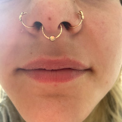 Opal Nose Chain 14k Gold Filled Double Piercing Chain - Etsy