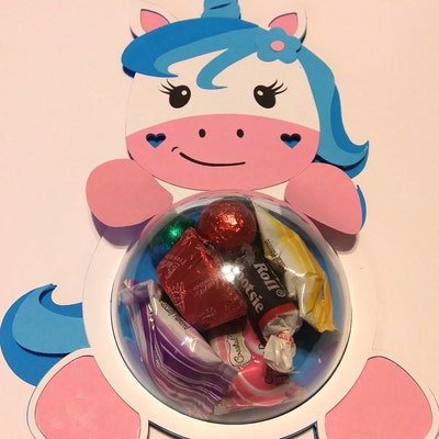 Unicorn Dome Candy Holder Svg, Valentine's Day, DIY Party Favors Svg ...