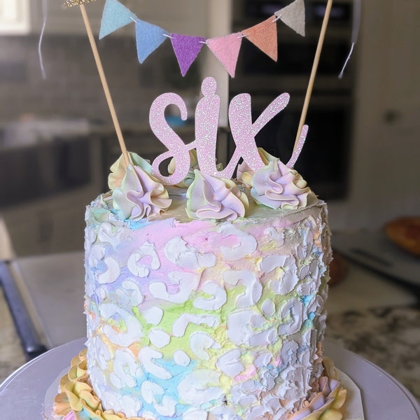 Neutral Rainbow Cake Topper Felt Cake Bunting Pastel Rainbow Bunting ...