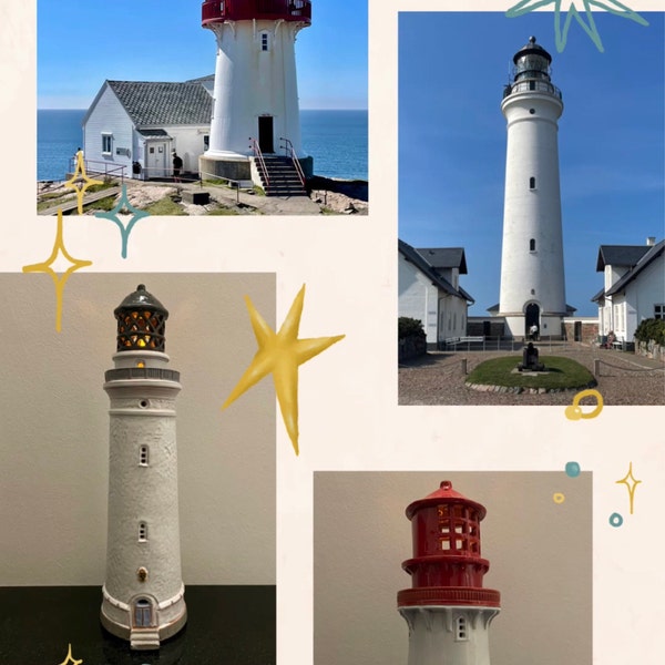 Handmade Ceramic Lighthouse Lindesnes, Tiny Clay Lighthouse, Miniature ...