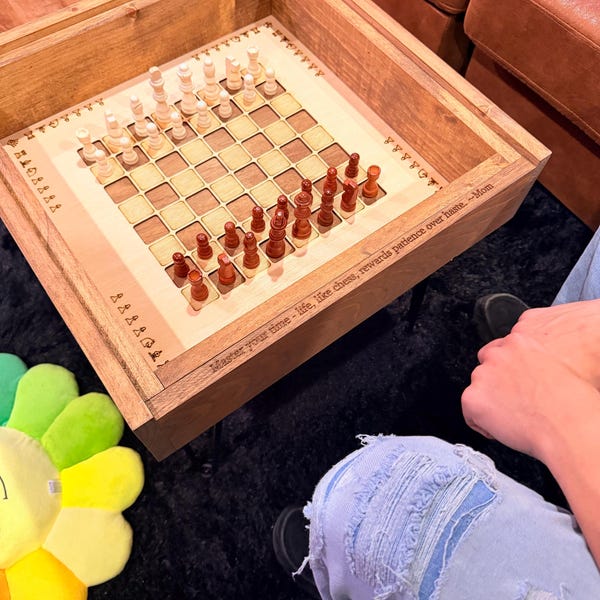 Rustic Chess and Checkers Table With Removable Glass Top - Chess and ...
