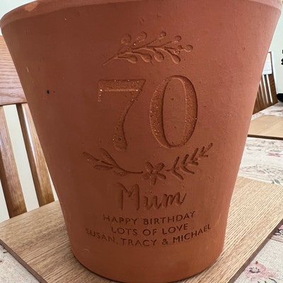 70th Birthday Personalised Plant Pot Engraved 70th Birthday Gift for ...