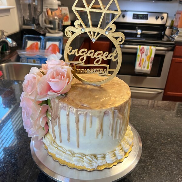 Engagement Ring Cake Toppers Bridal Shower Cake Decoration We're ...