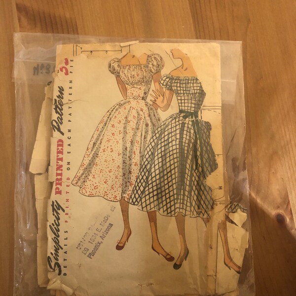 1950s Dress Sewing Pattern / Women's Size 14, Bust 34 / Shirt Dress ...