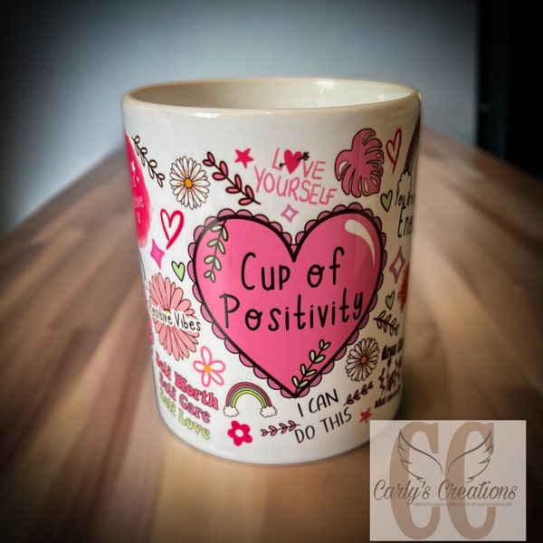 Cup of Positivity Mug PNG, 11oz Mug Wrap for Sublimation, Sublimation ...