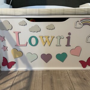 Personalised Toy Box Name & Embellishments. Pastel Name. Hot Air ...