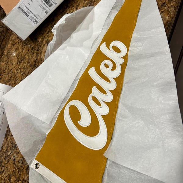 Large Single Word Custom Suede and Leather Pennant Flag Banner ...