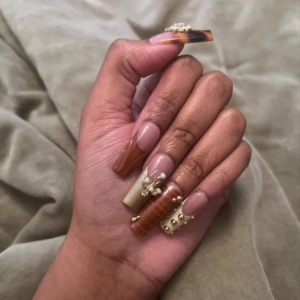 Animal Print Press on Set/ Custom Press Ons/ Pink French Tip Press on ...