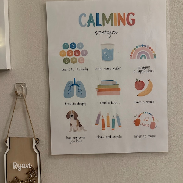 Therapy Poster, Calming Strategies Print, Therapy Office Decor, Calming ...