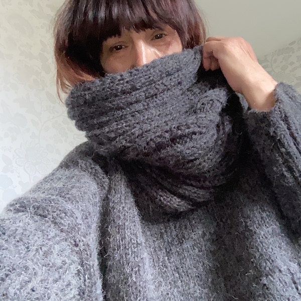 Hand Knitted Sweater, Accordion Hood, Plus Size Jumper, Over Size ...