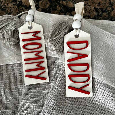 Personalized Christmas Stocking Tag, Stocking Tag With Beads, Country ...