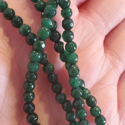 Faceted Emerald Green Jade Round Beads 15 Strand 3mm 4mm 6mm 8mm 10mm ...