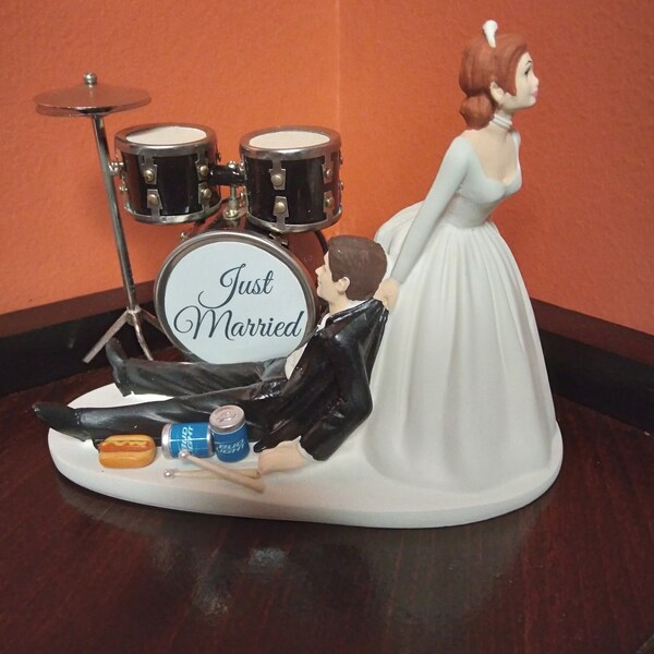 No More ROCKIN Black Drums Funny Wedding Cake Topper Rockstar Rocker ...