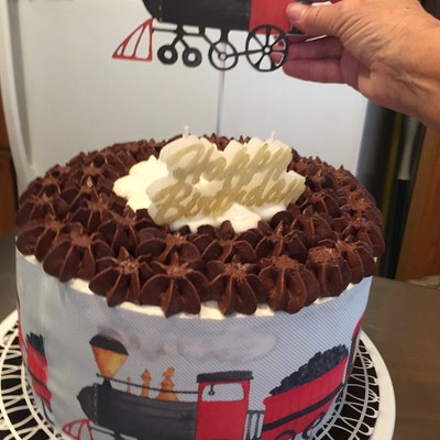 Train Theme Cake Decorations // Vintage Steam Train Edible Cake Wrap or ...