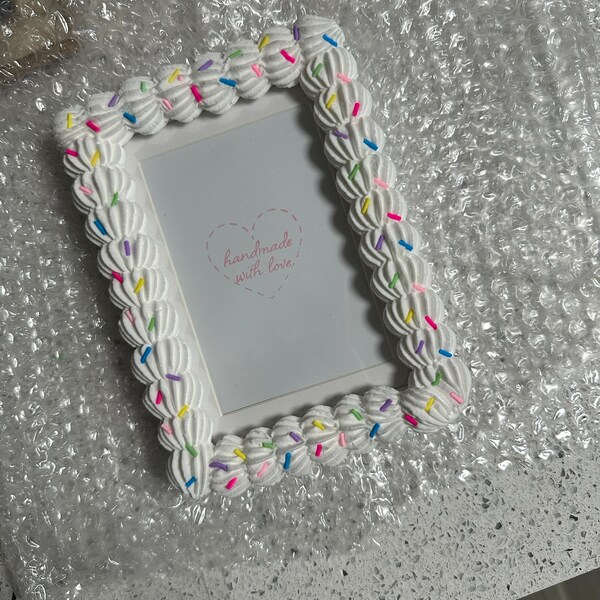 Fake Cake Photo Frame White With Colorful Sprinkles 4x6 / 5x7 / 8x10 ...