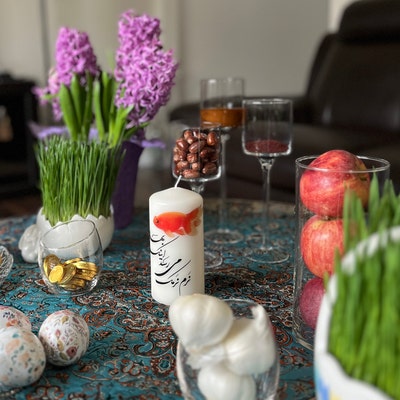 Nowruz Farsi Calligraphy Design Unscented Pillar Candle - Etsy