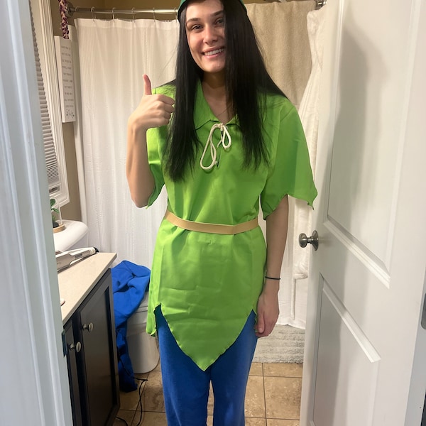 Men's Classic PETER PAN Lime Green Tunic Hat Elf Costume Adult - Etsy