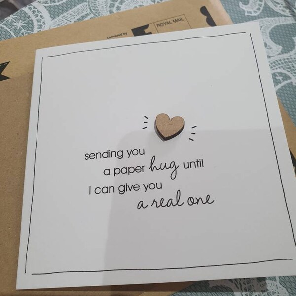 Sending A Paper Hug Card | Miss You Card | Long Distance Card - Etsy