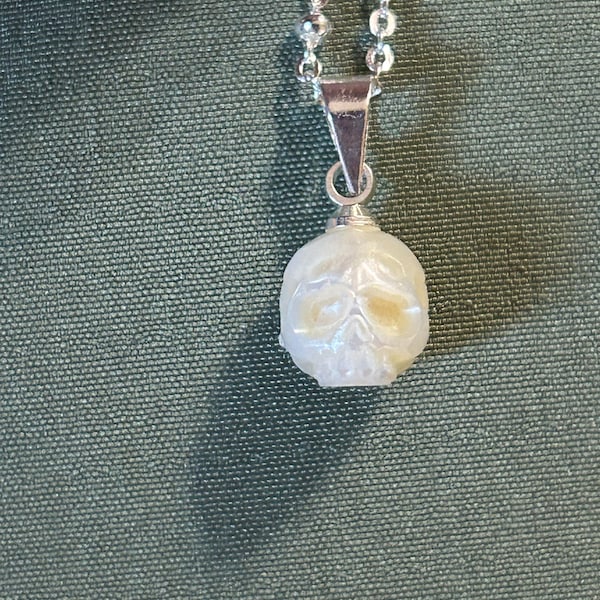 Natural Pearl Necklace • Hand-carved Pearl Skull Necklace•unique Pearl ...